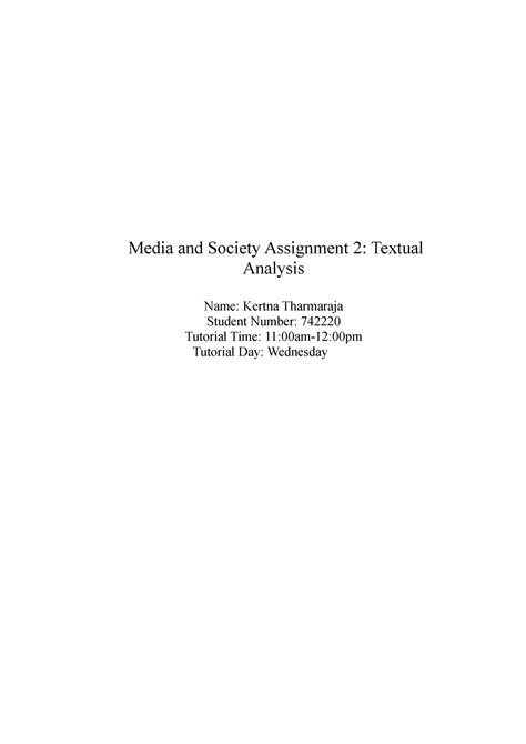Seminar Assignments Assignment 2 Textual Analysis Media And