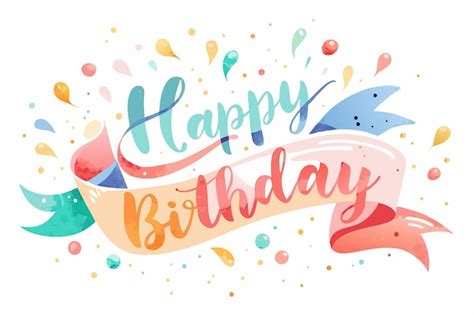 생일 축하 타이포그래피 배너 배경 디자인 프리미엄 Ai 생성 벡터