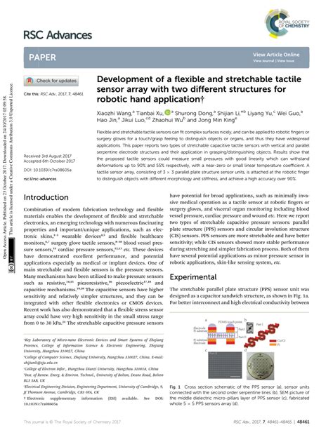 Pdf Development Of A Flexible And Stretchable Tactile Sensor Array With Two Different