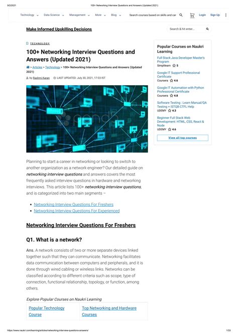 SOLUTION Networking Interview Questions And Answers Updated Studypool