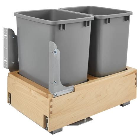 REV A SHELF 4WCBM Double 35 Quart Bottom Mount Waste Container Maple Rev A Shelf 4WCBM 18DM 2