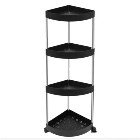 ᐉ Полиця стелаж кутова з коліщатками на 4 яруси 85 см Чорний 24239912 • Краща ціна в Києві