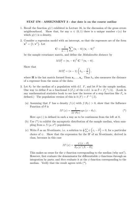stat 578 assignment 3 due date is on the course outline 1