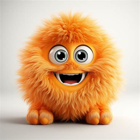 Adorable Furry Cartoon Monster Funny Design Play Time Stock
