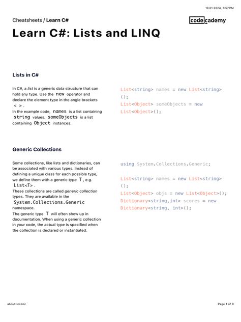 Lists And Linq Pdf Language Integrated Query C Sharp Programming