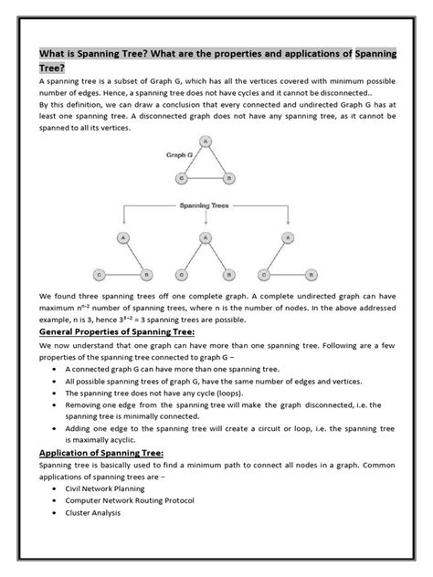 what is spanning tree what are the properties and applications of