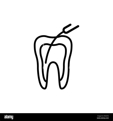 Teeth Canal Treatment Color Line Icon Isolated Vector Element Outline Pictogram For Web Page