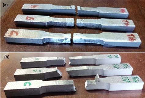 Post Tensile Specimens A Unprocessed Specimens B Processed Specimens Download Scientific