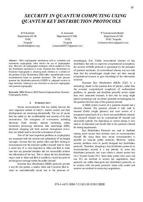 Pdf Security In Quantum Computing Using Quantum Key Distribution