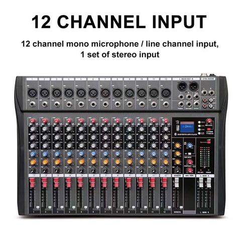 QAQ 12 Channel Audio Mixer With Bluetooth USB PC Recording Input XLR