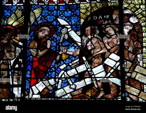 Strasbourg Cathedral Stained Glass Jesus Breaks Downn The Gates Of