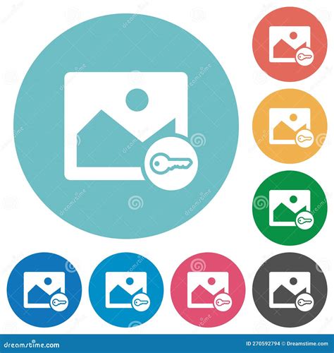 Secure Image Alternate Flat Round Icons Stock Vector Illustration Of