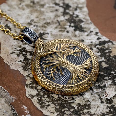 Viking Ouroboros Tree Of Life Stainless Steel Pendant Gthic