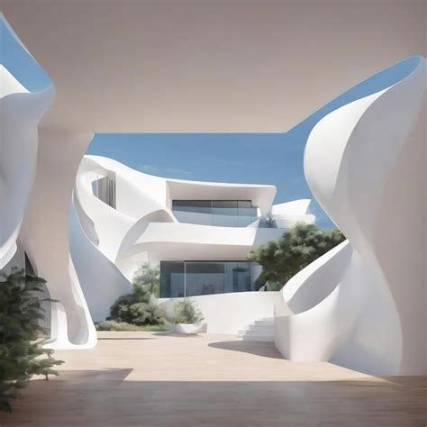 Premium Photo 3d Render White Waves Curved Shapes White Architecture Modern Minimal Design