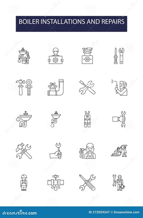 Boiler Installations And Repairs Line Vector Icons And Signs