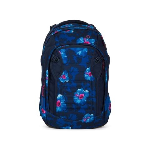 Satch Match Schulrucksack Waikiki Blue Blau Weisse Blumen Shop Villa