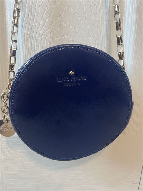 Kate Spade Round Crossbody Patent Leather Blue Gem