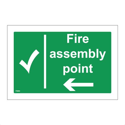 Fire Assembly Point Left Sign With Tick Arrow Pwdirect Fire Assembly Point Left Sign With Tick Arrow Pwdirect