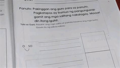 Panuto Pakinggan ang guro para sa panuto | StudyX