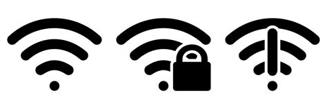 Set Of Three Symbols Of Wi Fi Normal Signal Secure Network And