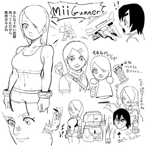 Mii Mii Gunner Mii Brawler Mii Gunner Mii Swordfighter And 2 More Super Smash Bros Drawn