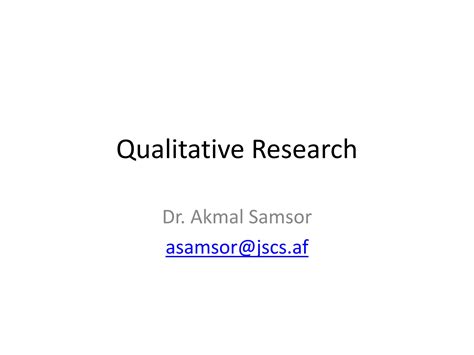 Understanding Qualitative Research Ppt