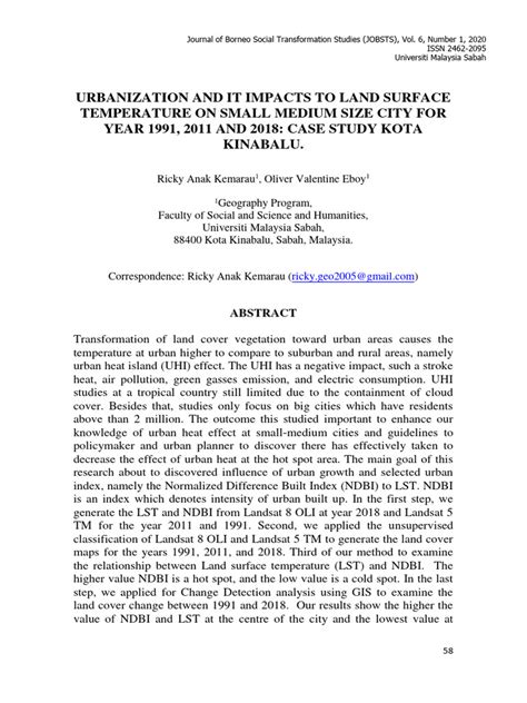 Urbanization And It Impacts To Land Surface Temperature On Small Medium