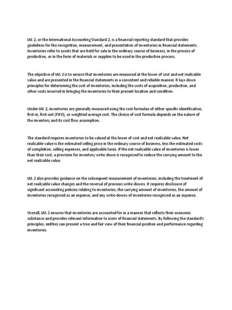 Ias 2 Inventory Accounting Standards Pdf