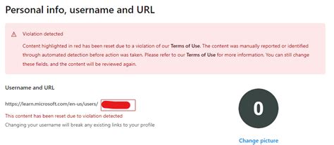 Unable To Update Username And Url On My Profile Microsoft Qanda