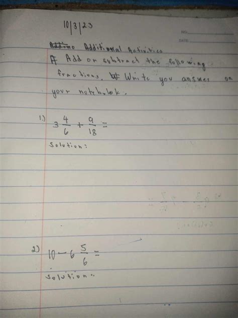 Add Or Subtract The Following Fractions Write You Answer On Your