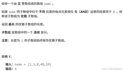力扣2401最长优雅子数组 Csdn博客