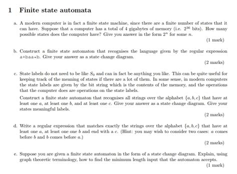 Finite State Automata A A Modern Computer Is In Chegg Com