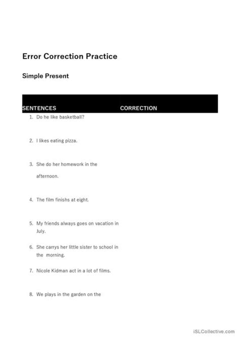 94 Error Correction English ESL Worksheets Pdf Doc