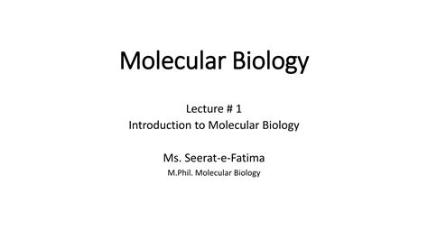 Introduction To Basic Molecular Biologypptx