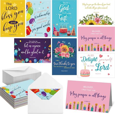 Zhanmai 80 Pack Religious Christian Birthday Cards Bulk With Scripture