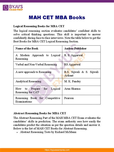 Mah Cet Mba Books 83 Pdf Test Assessment Reason
