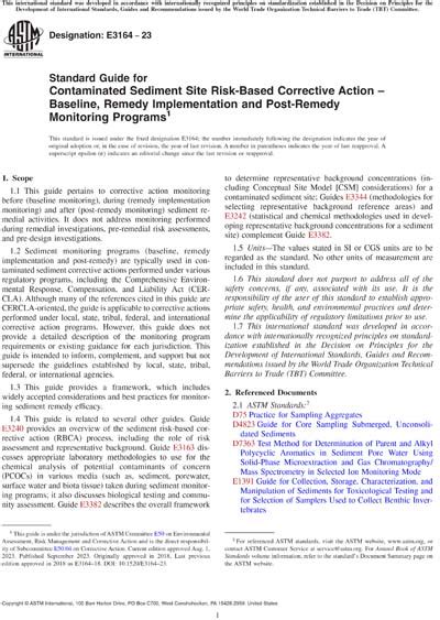 ASTM E Standard Guide For Contaminated Sediment Site Risk Based Corrective Action