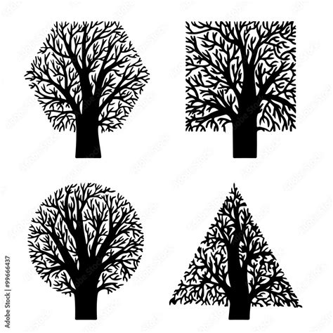 Trees In The Form Of Simple Geometric Shapes Stock Vector Adobe Stock