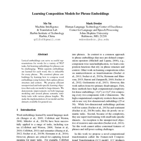Learning Composition Models For Phrase Embeddings Acl Anthology