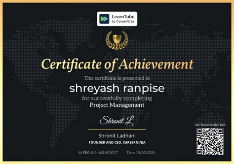 Shreyash Ranpise On Linkedin Project Management Certification