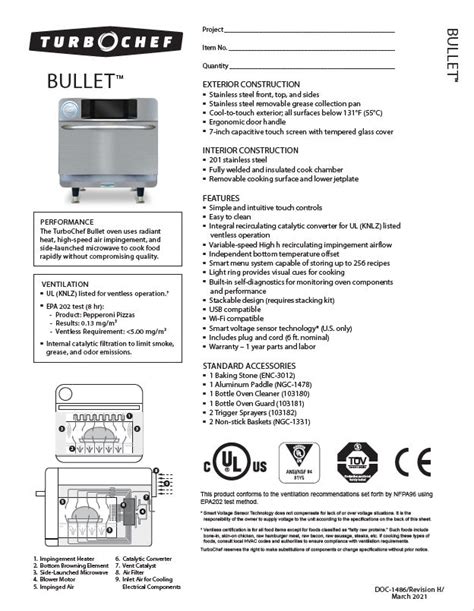 Turbochef Bullet High Speed Countertop Microwave Convection Oven 208