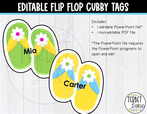 Editable Summer Cubby Tags Classful