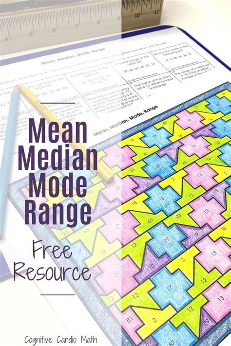 mean median mode and range activity color by number middle school