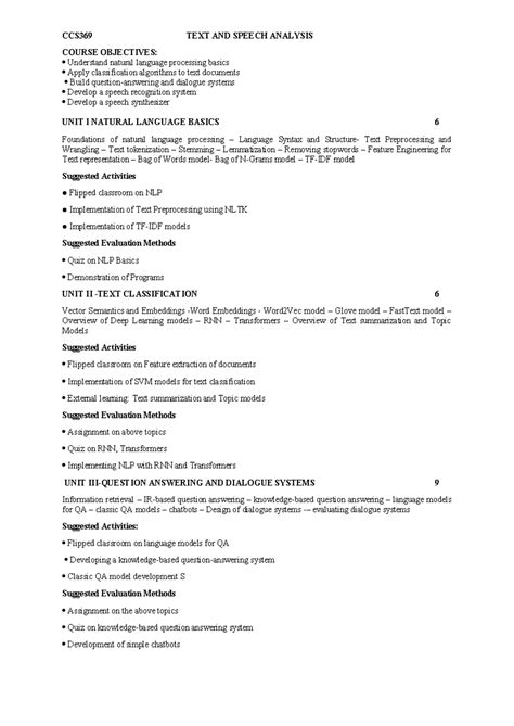 ccs369 and ts anda syllabus ccs369 text and speech analysis course