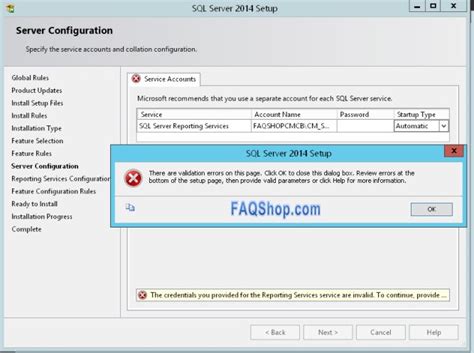 “there are validation errors on this page click ok to close this dialog box review errors at