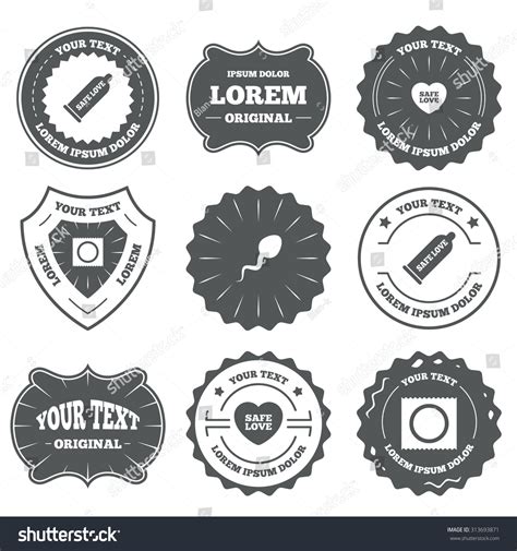 Vintage Emblems Labels Safe Sex Love Stock Vector Royalty Free