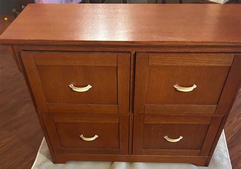 Reproduction Vintage Wooden Filing Cabinet Wreal Bakelite Pulls