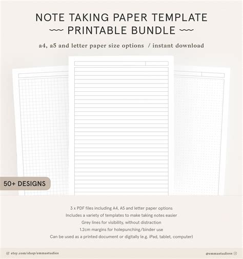 Babe Note Taking Template Printable Pack A A And Etsy Australia