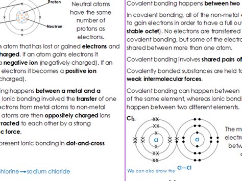 Bonding Structure And The Properties Of Matter Critical Content Sheet Aqa Gcse Chemistry