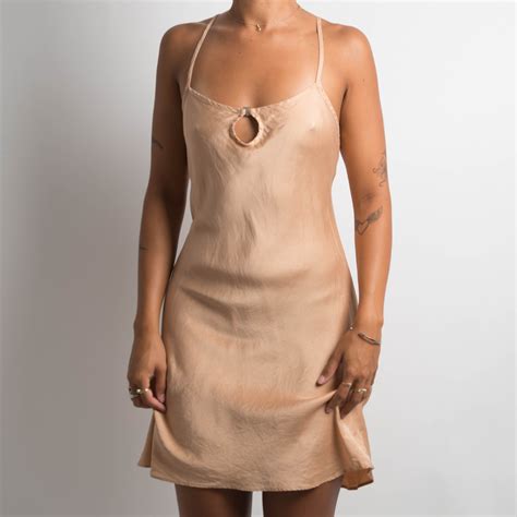 Nude Silky Slip Dress Bean By Jess